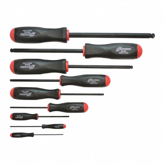 BONDHUS, Set 9 ProHold Ball End Screwdrivers - 25FE23|74699 - Grainger