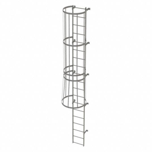TRI-ARC, 18 ft Overall Ht, 18 in Overall Wd, Fixed Ladder with Safety ...