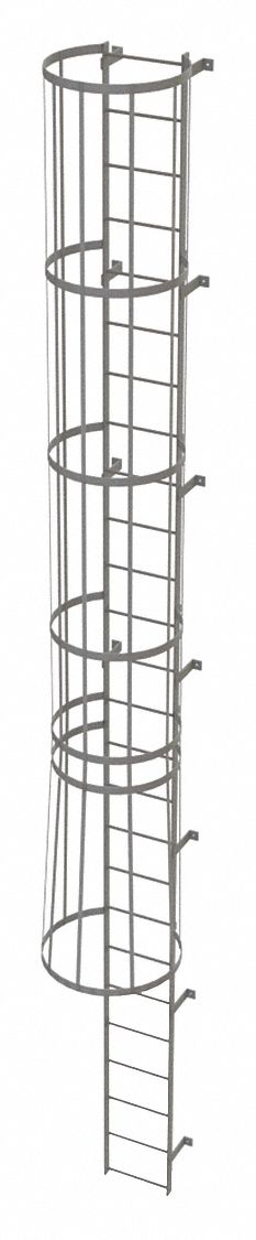 TRI-ARC, 25 ft Overall Ht, 18 in Overall Wd, Fixed Ladder with Safety ...