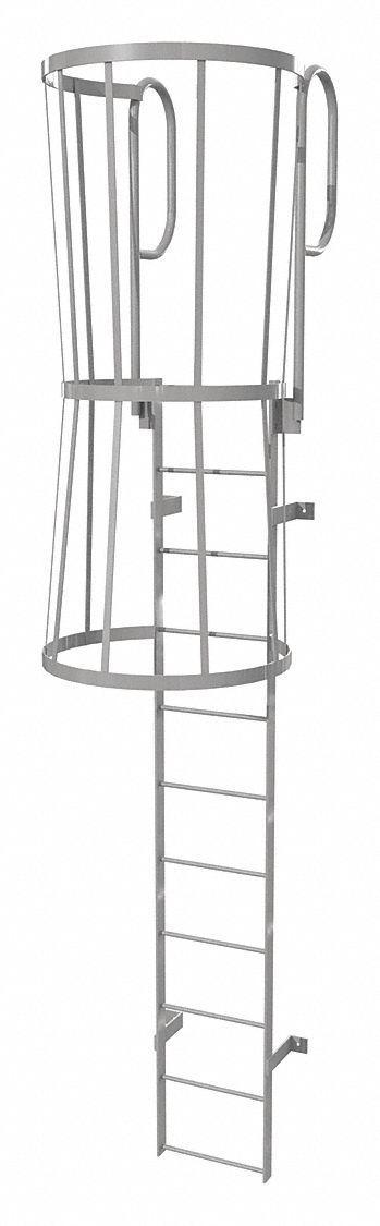 TRI-ARC, 14 ft Overall Ht, 18 in Overall Wd, Fixed Ladder with Safety ...
