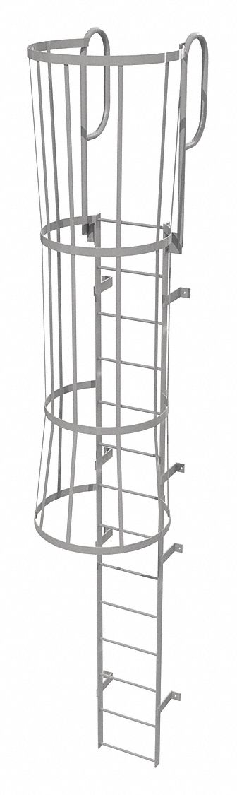 TRI-ARC, 17 ft Overall Ht, 18 in Overall Wd, Fixed Ladder with Safety ...