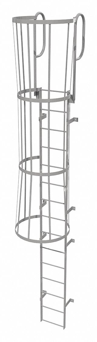 TRI-ARC, 18 ft Overall Ht, 18 in Overall Wd, Fixed Ladder with Safety ...