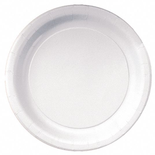 Luncheon Plate, Paper, 9 in, Round, White, PK 500 - Grainger