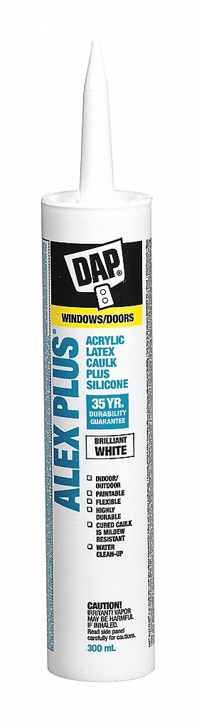 Acrylic Latex Caulk DAP Alex Plus With Silicone – White, 5.5 Oz Tube ...