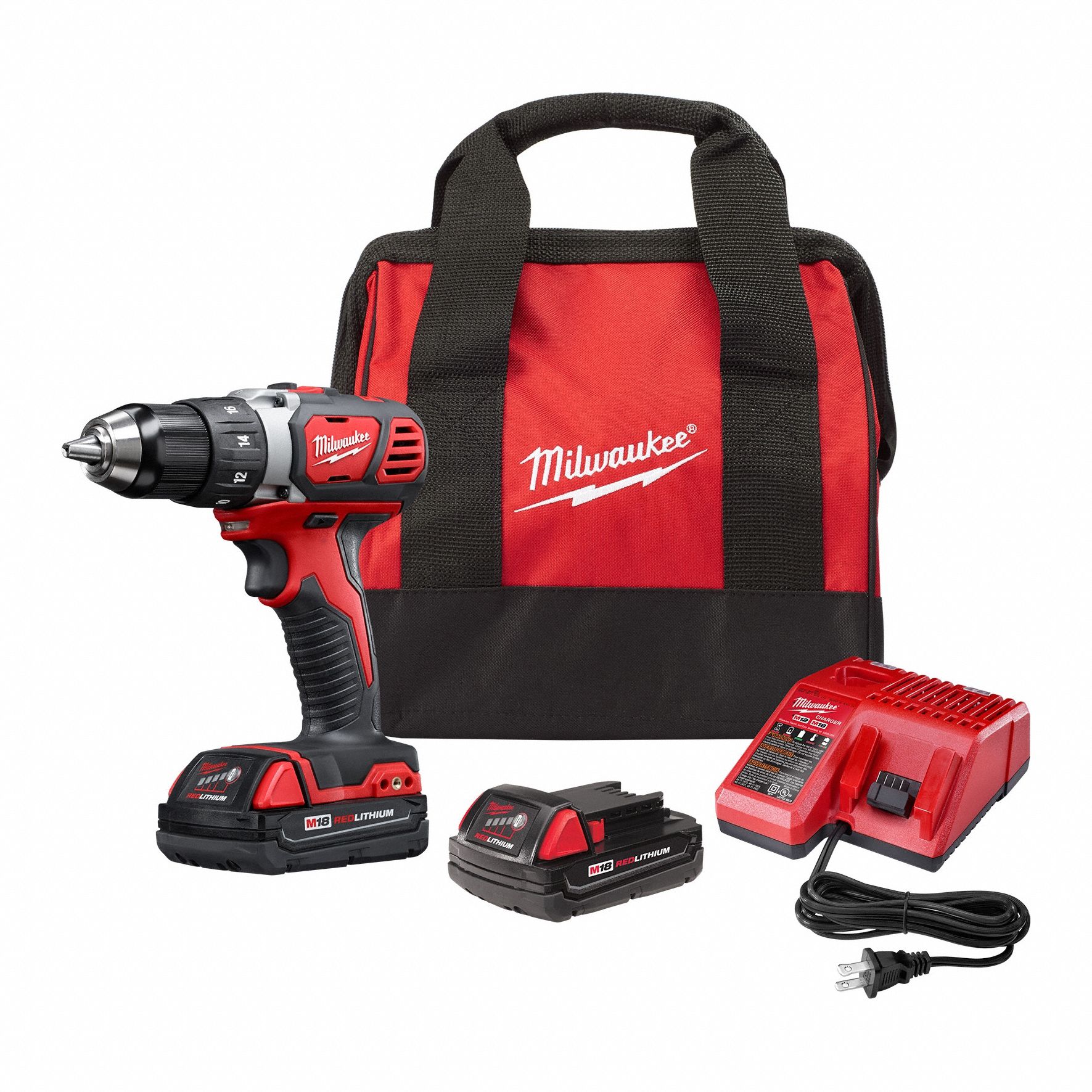 MILWAUKEE Kit de Taladro Inalámbrico, 18.0, Sí, 1.5A/hr. - Taladros ...