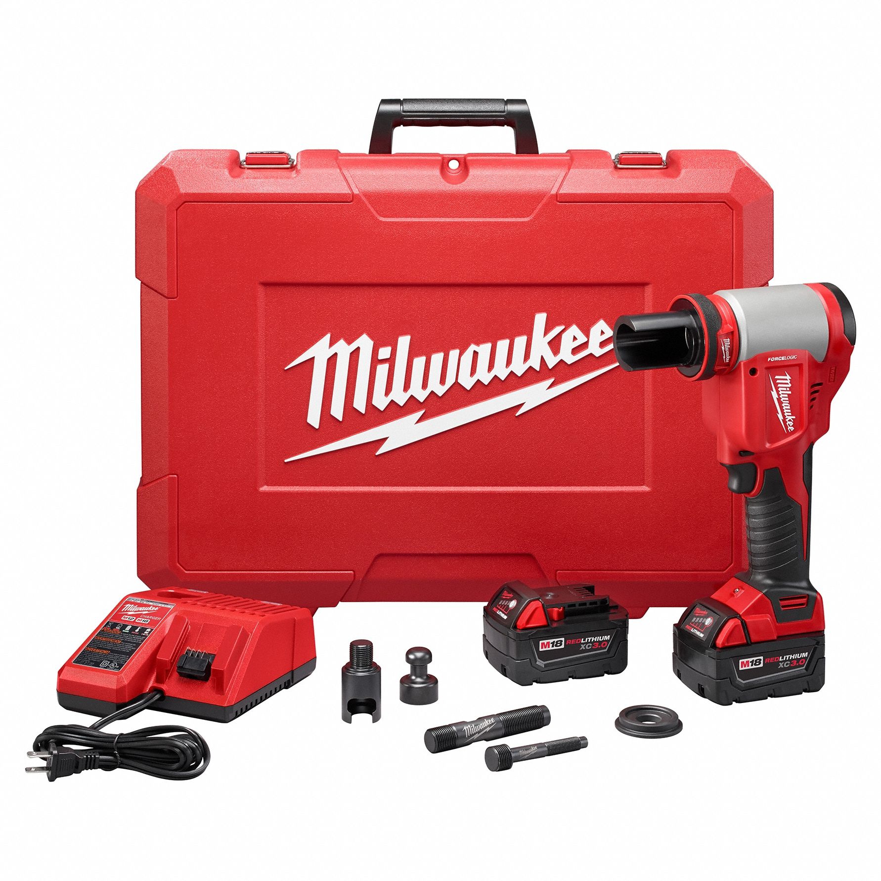 MILWAUKEE, 18V DC, 6 in Punching Capacity (Steel), Knockout Tool Kit ...