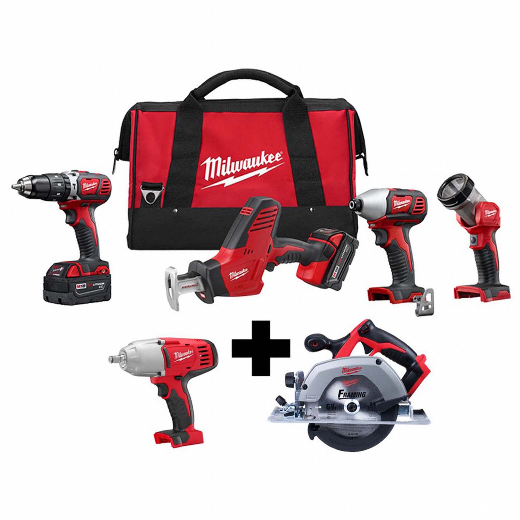 MILWAUKEE, 4 Tools, 18 V DC Volt, 4-Tool Combo Kit - 385XJ3|2695-24 ...