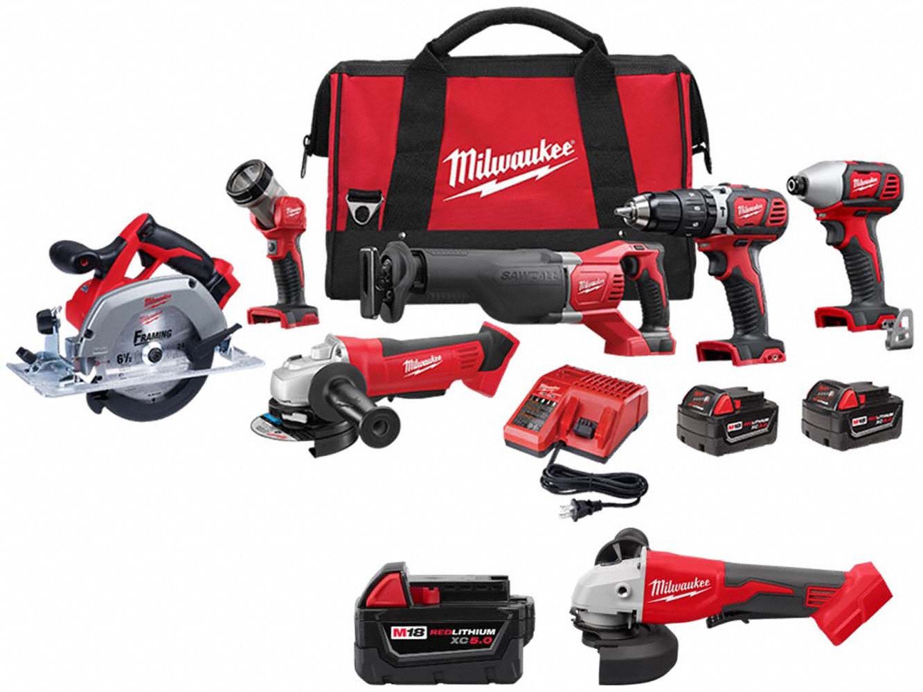 MILWAUKEE, 18 V DC Volt, Battery Included, Cordless Combination Kit ...