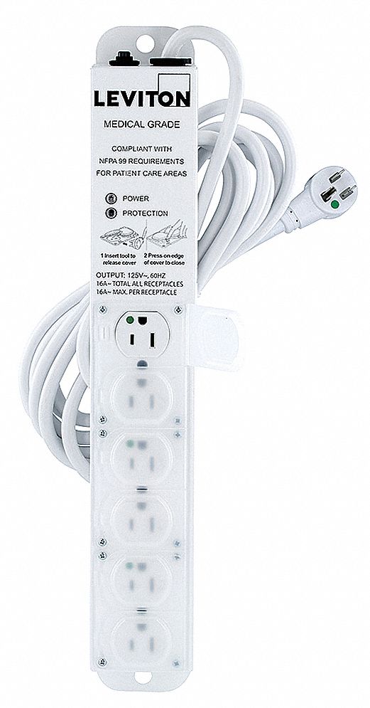 LEVITON Surge Protector Outlet Strip, 6 Total Number of Outlets, White ...