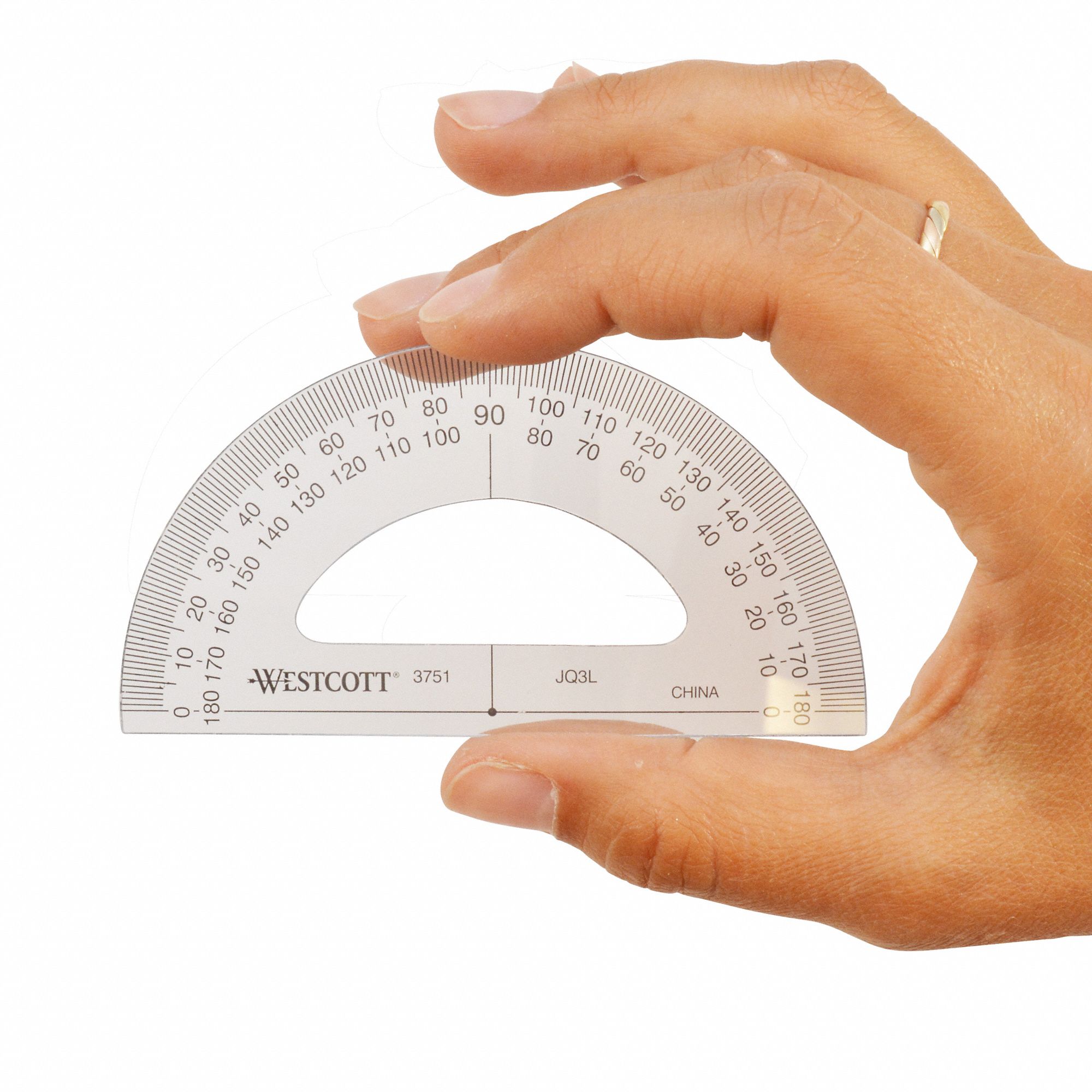 WESTCOTT Manual-Reading Protractor: 1° Graduations, Plastic - 26CT90 ...