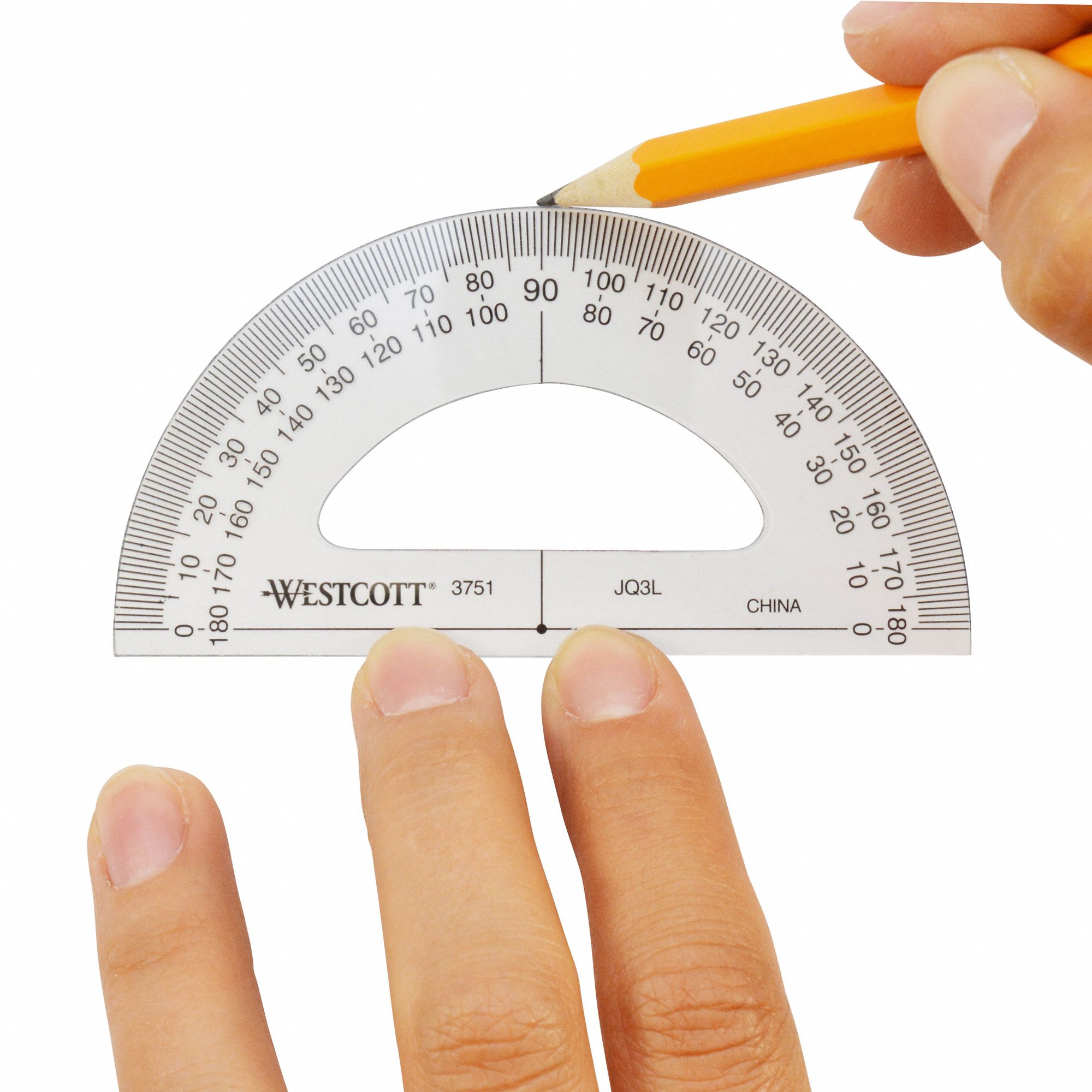 WESTCOTT Manual-Reading Protractor: 1° Graduations, Plastic - 26CT90 ...