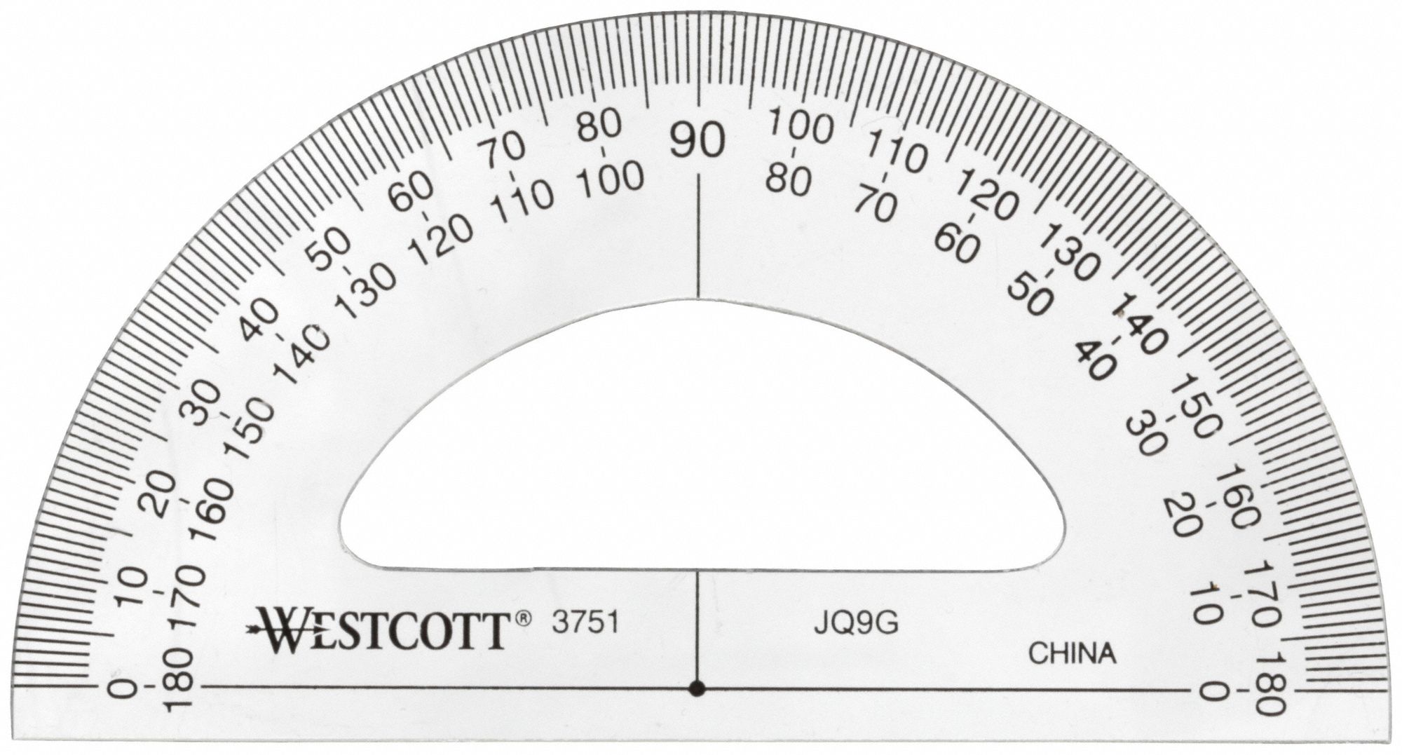 WESTCOTT, 0°to 180°, 1° Graduations, Manual-Reading Protractor - 26CT90 ...