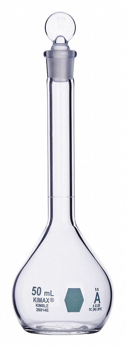 Glass, 50 mL Capacity - mL, Volumetric Flask - 26CV47|28014E-50 - Grainger