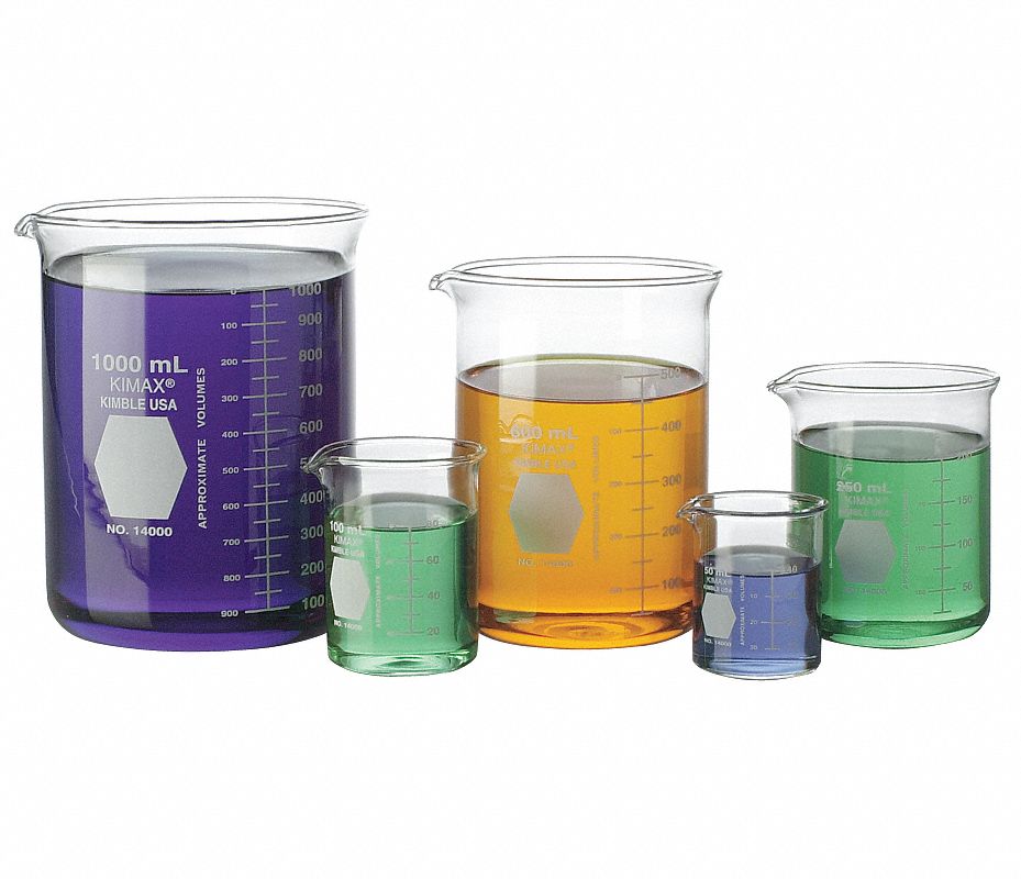 KIMBLE Paquete Básico de Vasos de Vidrio para Laboratorio: Forma Baja ...