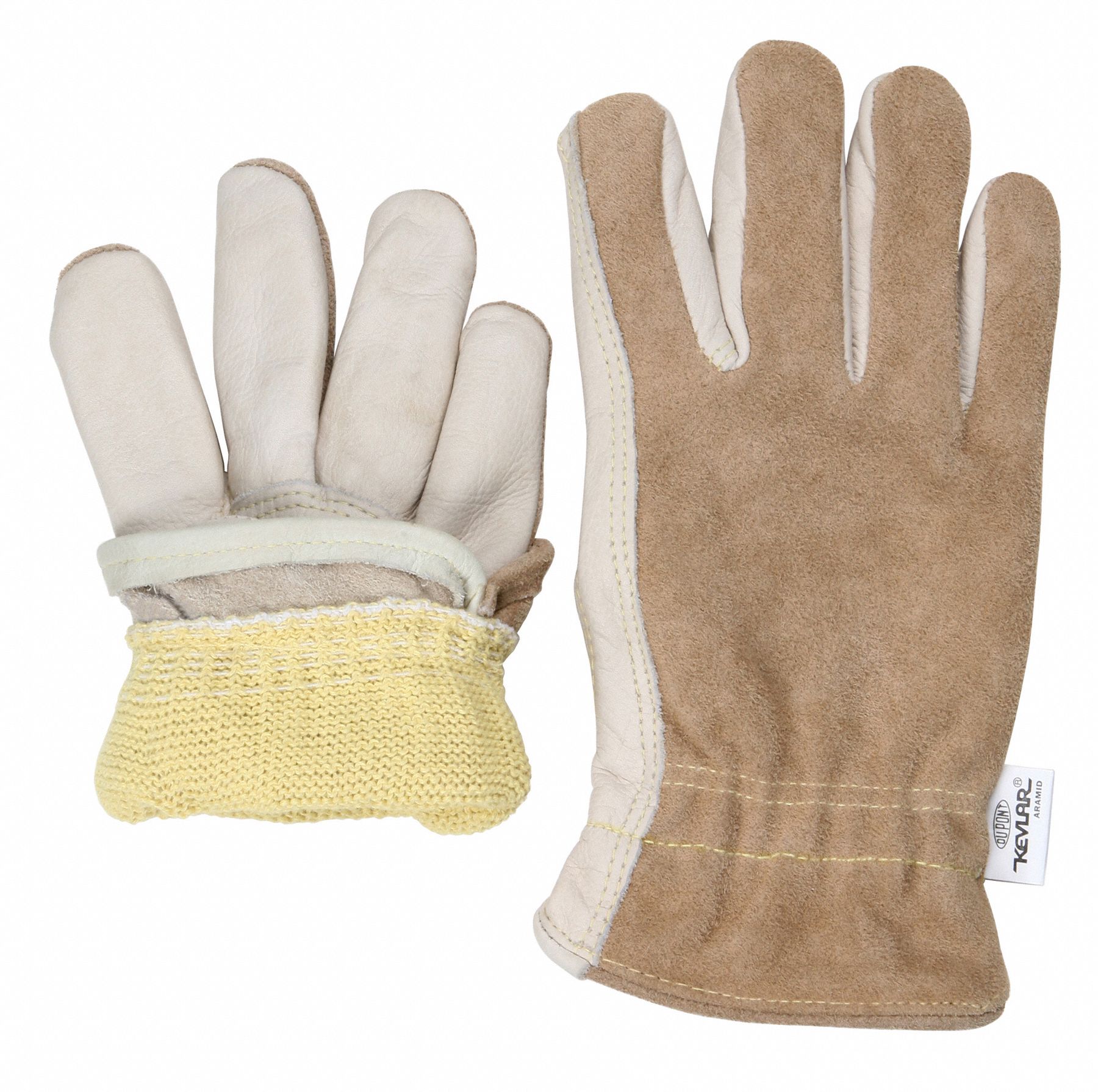 MCR SAFETY Leather Gloves: S ( 7 ), Cowhide, Drivers Glove, ANSI Cut ...