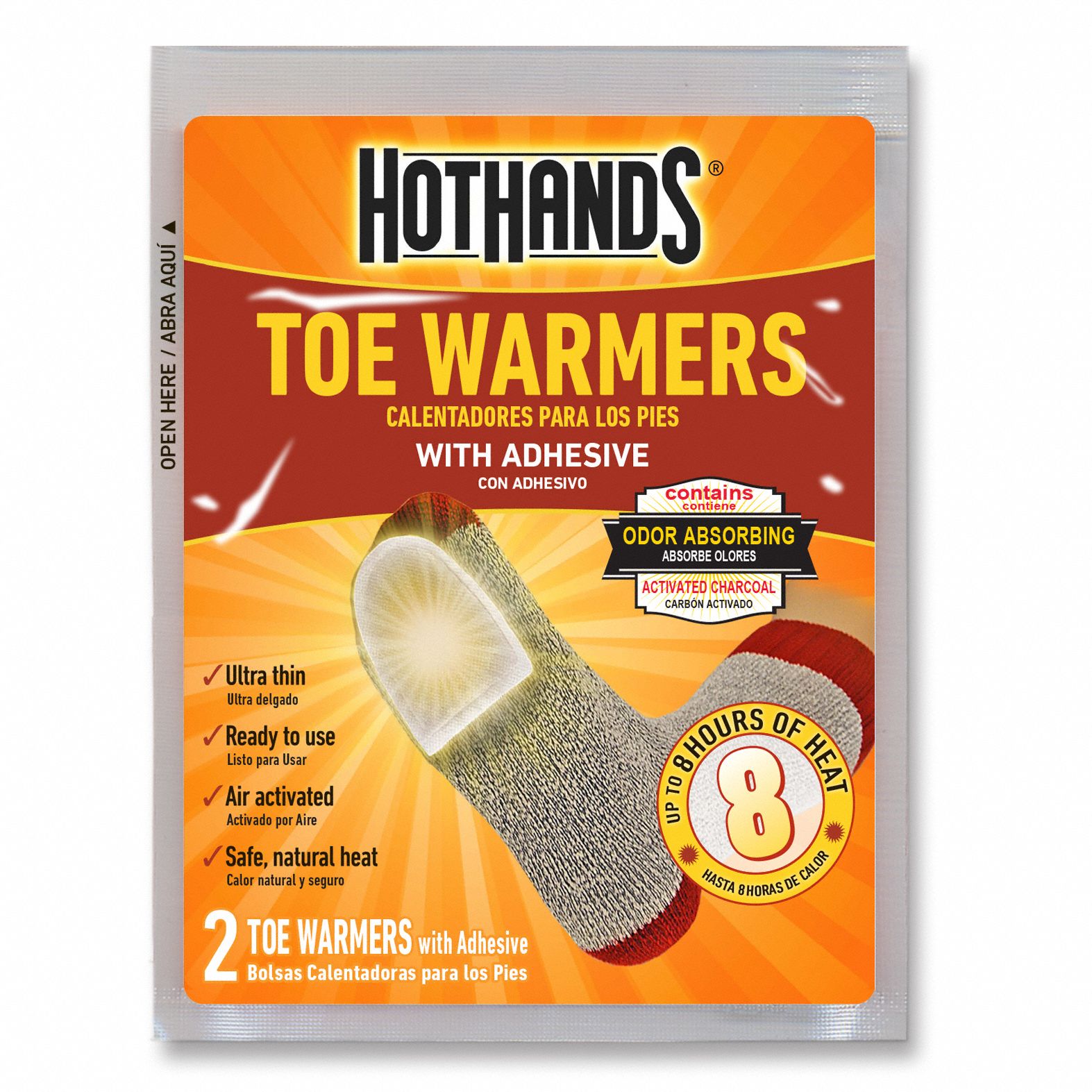 HOTHANDS Toe Warmer: Toe Warmer, Air-Activated, Up to 8 hr, 15 min to ...