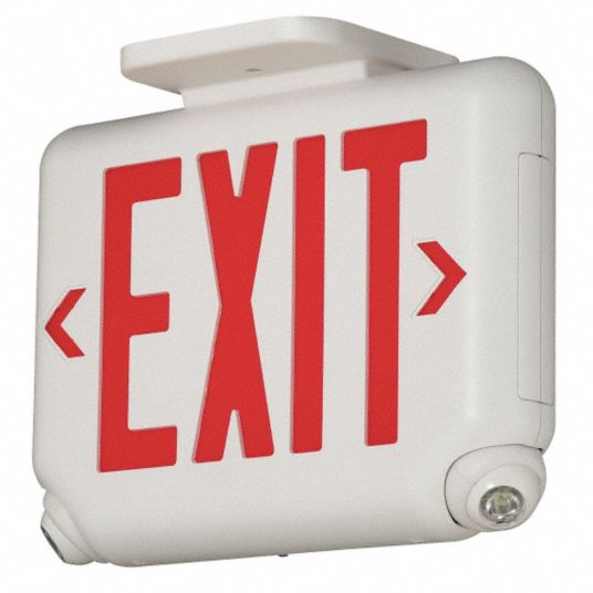DUAL-LITE Exit Sign with Emergency Lights: White, 1 or 2 Faces, Red ...