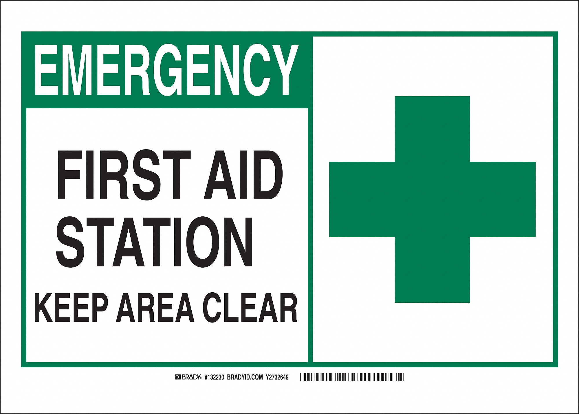 Polyester, Safety Sign, 14" Width, 10" Height, Green, White, Adhesive ...