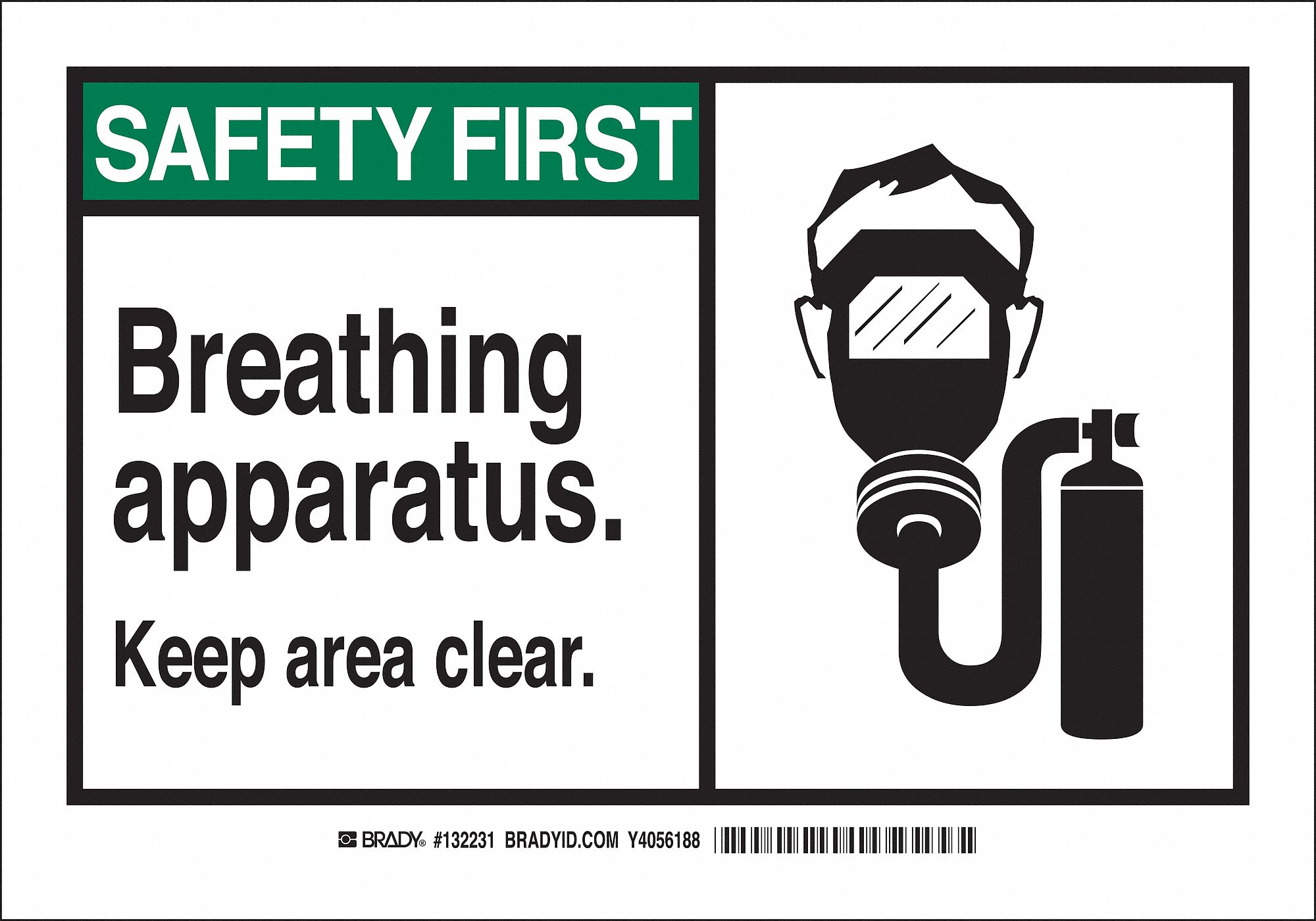 Safety Sign, Breathing Apparatus. Keep Area Clear., Header Safety First ...
