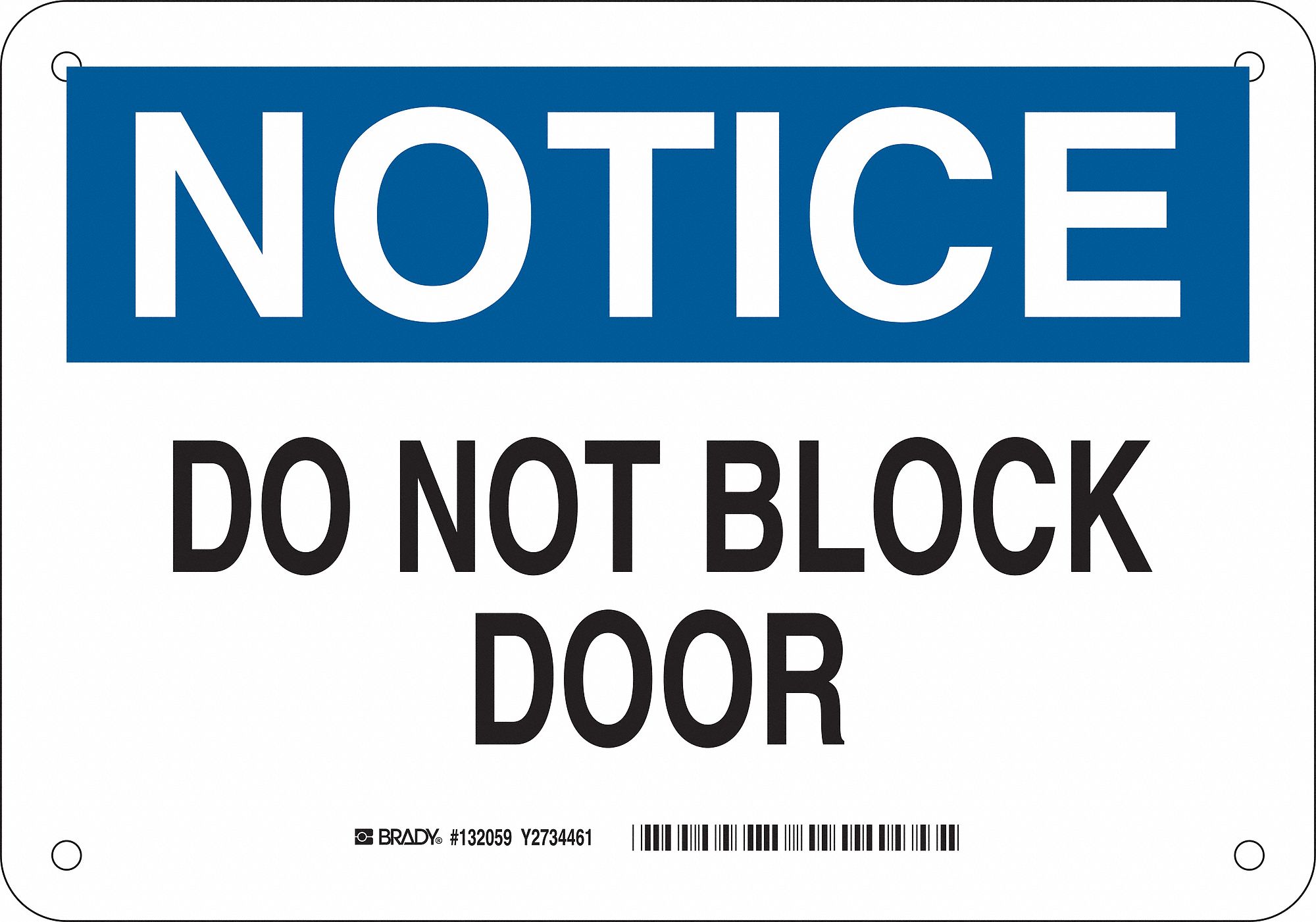 Safety Sign,Do Not Block Door,7"x10" - Grainger