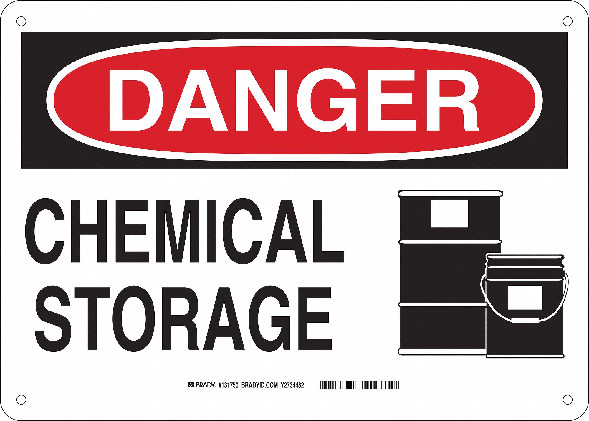 Danger Sign, Chemical Storage, Header Danger, Rectangle, 10 in Height ...