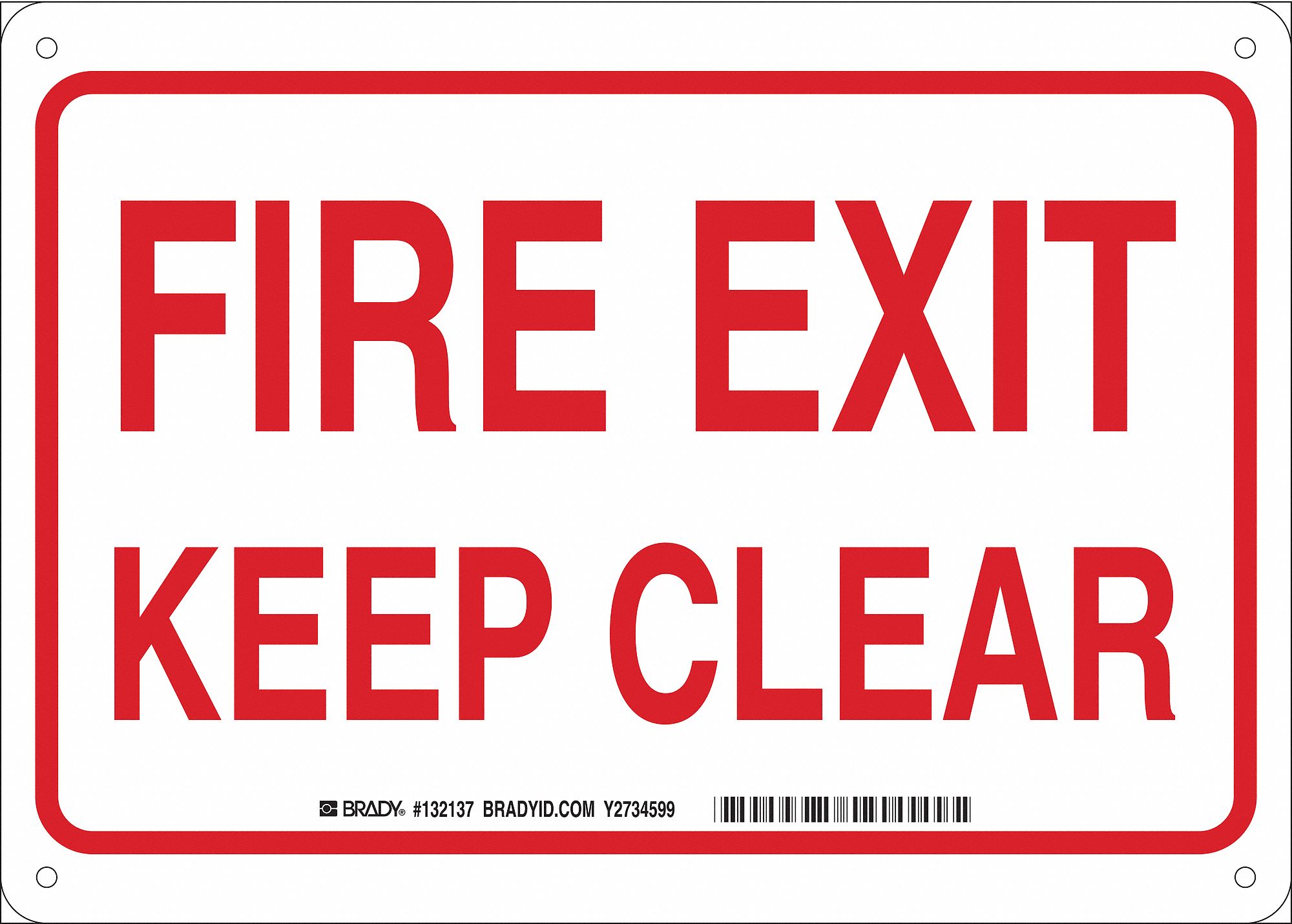 Plastic, Fire Exit Sign, 14" Width, 10" Height, Double-Sided No, With ...