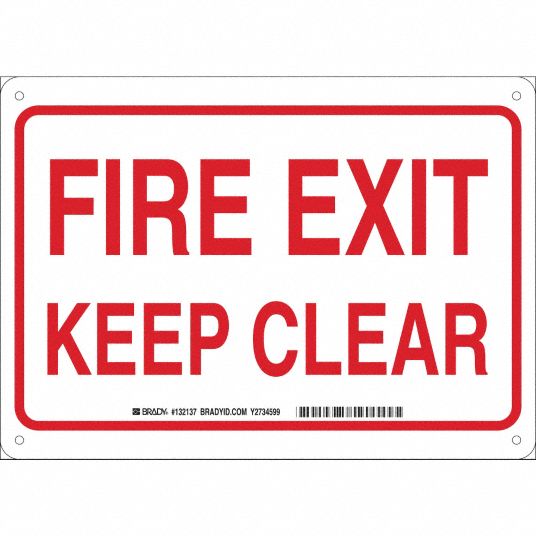 Plastic, Fire Exit Sign, 14" Width, 10" Height, Double-Sided No, With ...