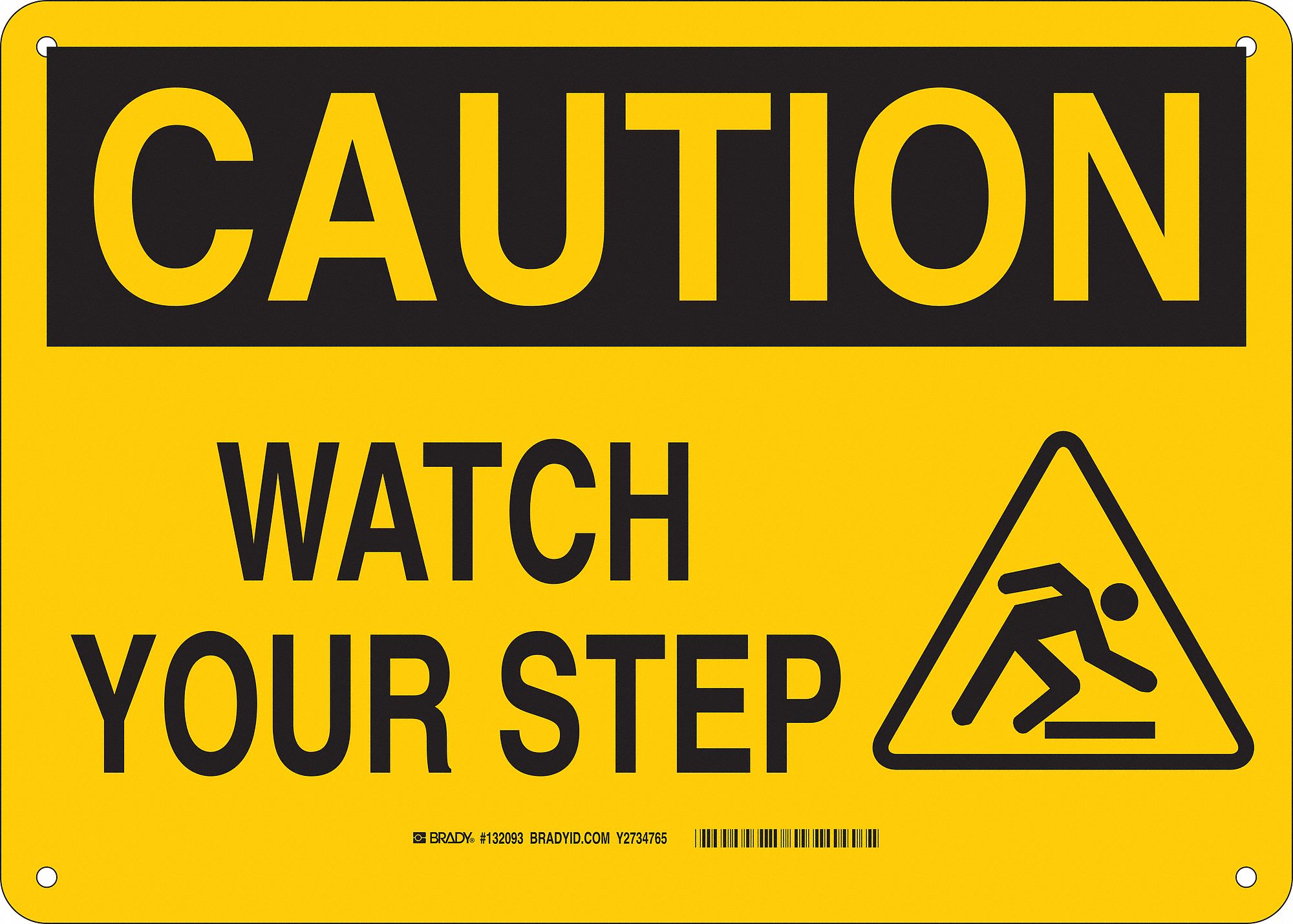 Aluminum, Caution Sign, 14" Width, 10" Height, Yellow - Grainger