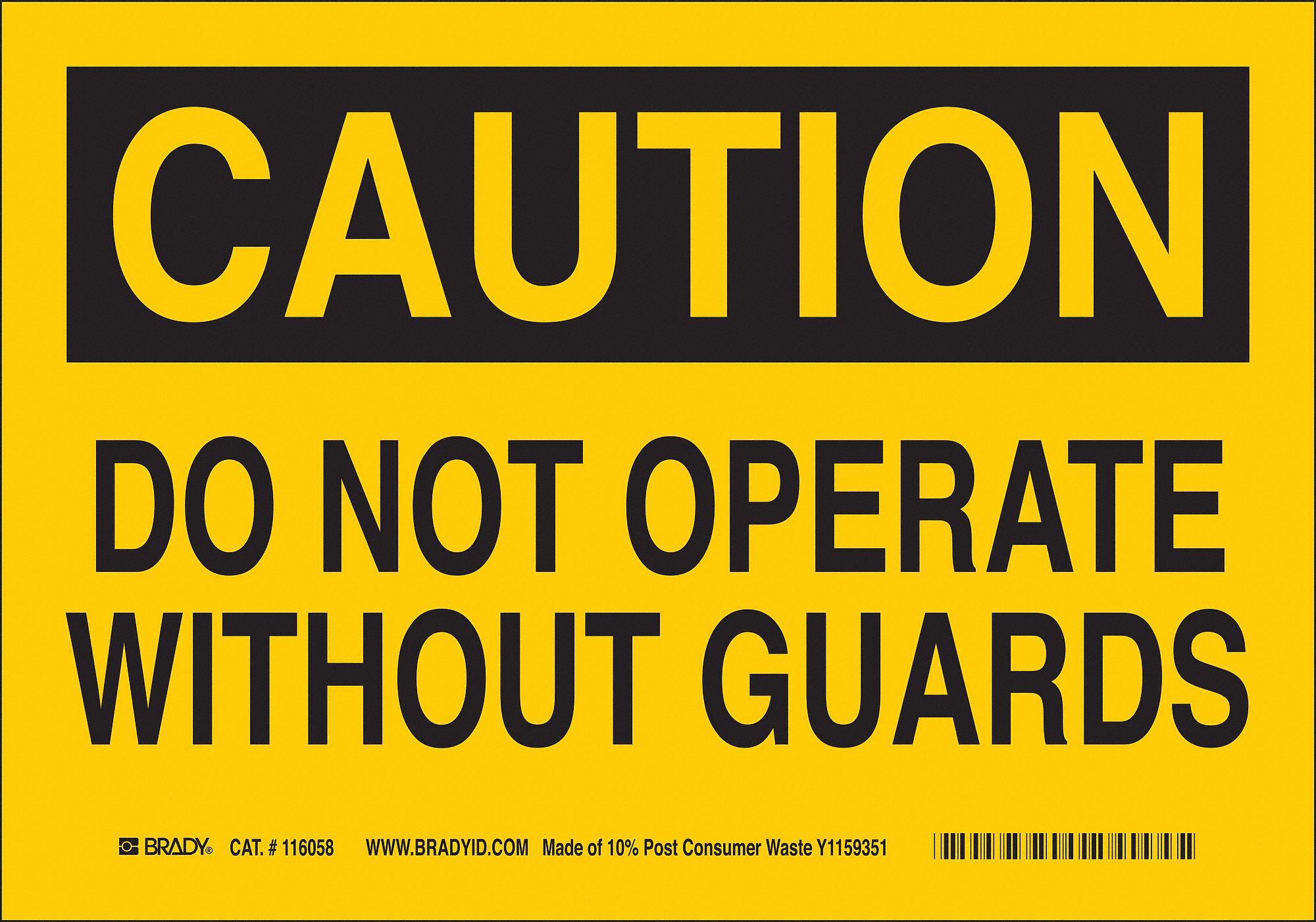 Paper, Caution Sign, 14" Width, 10" Height, Yellow - Grainger