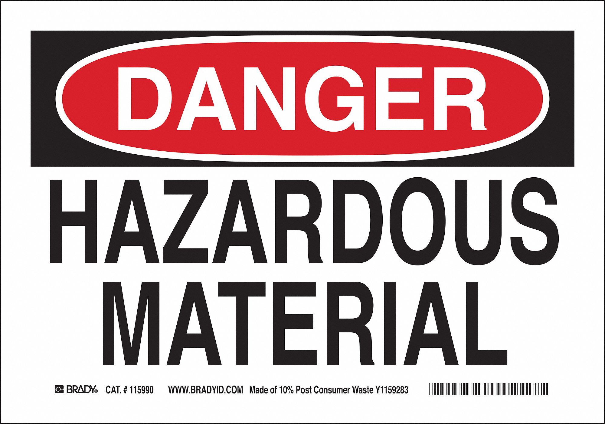 Danger Sign, Hazardous Material, Header Danger, Rectangle, 7 in Height ...
