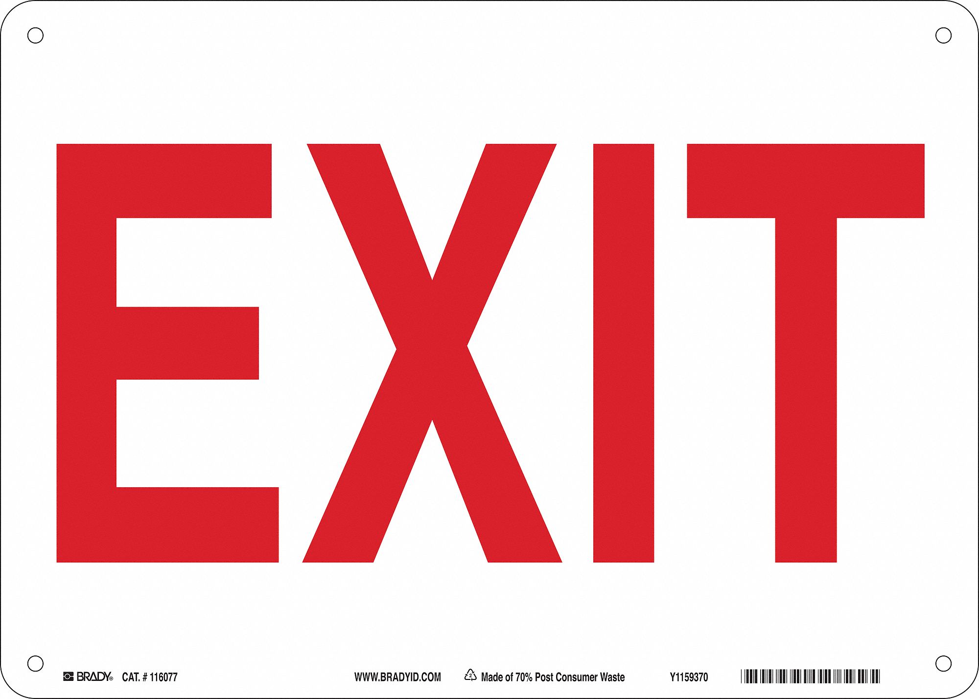 Plastic, Exit Sign, 10" Width, 7" Height, Double-Sided No, With ...