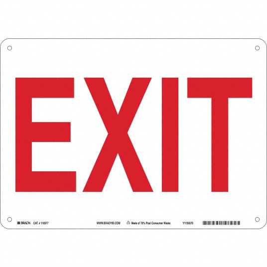 Plastic, Exit Sign, 10" Width, 7" Height, Double-Sided No, With ...