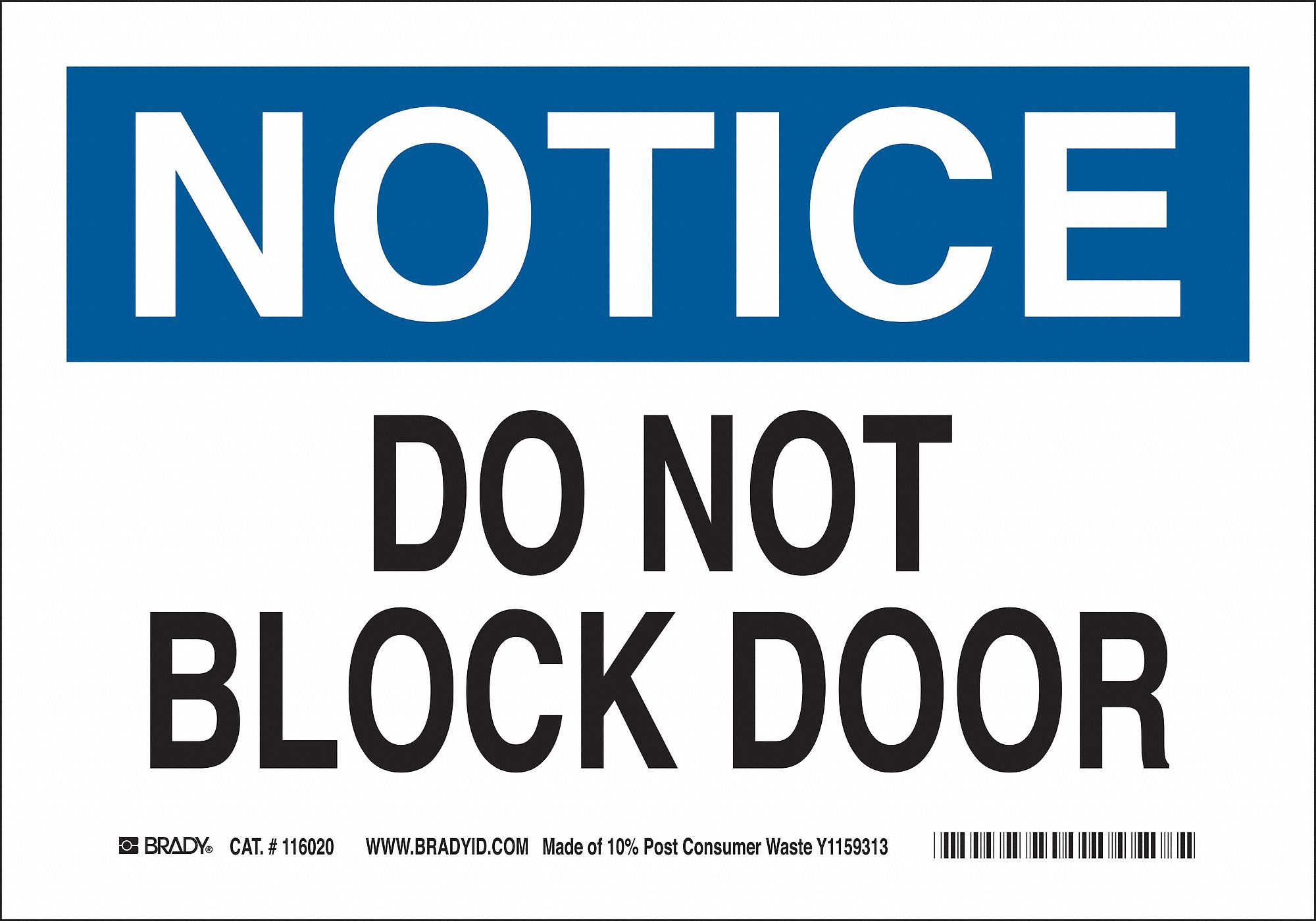 Paper, Notice Sign, 10" Width, 7" Height, Double-Sided No, With ...