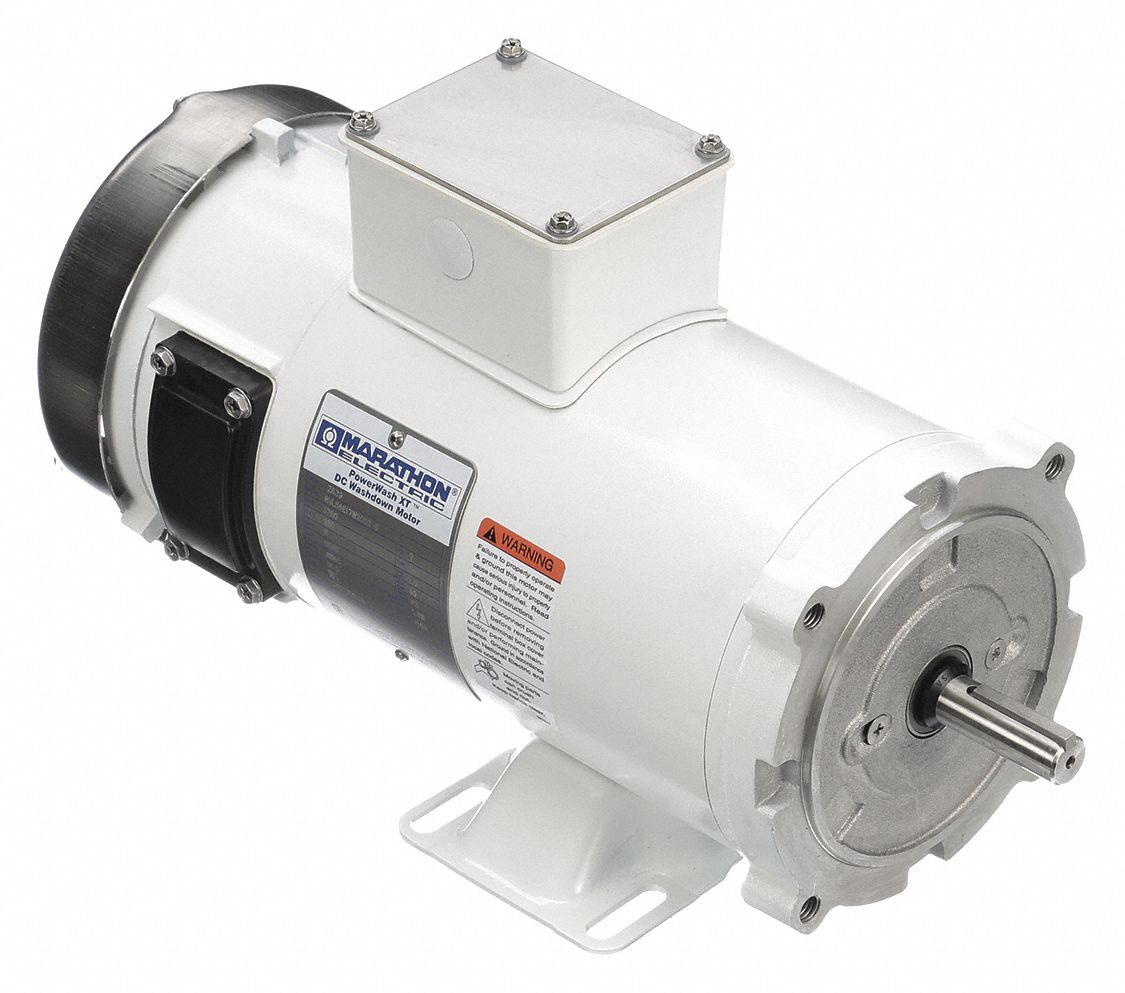 DC Washdown Motor, 1 HP, 56C Frame, Nameplate RPM 1750, Voltage 180V DC ...