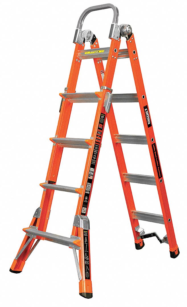 LITTLE GIANT, Fiberglass, 300 lb Load Capacity, Multipurpose Ladder ...