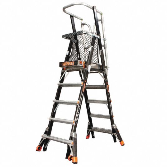 Adj. Platform Ladder,5 ft.,FGL,375 lb. - Grainger