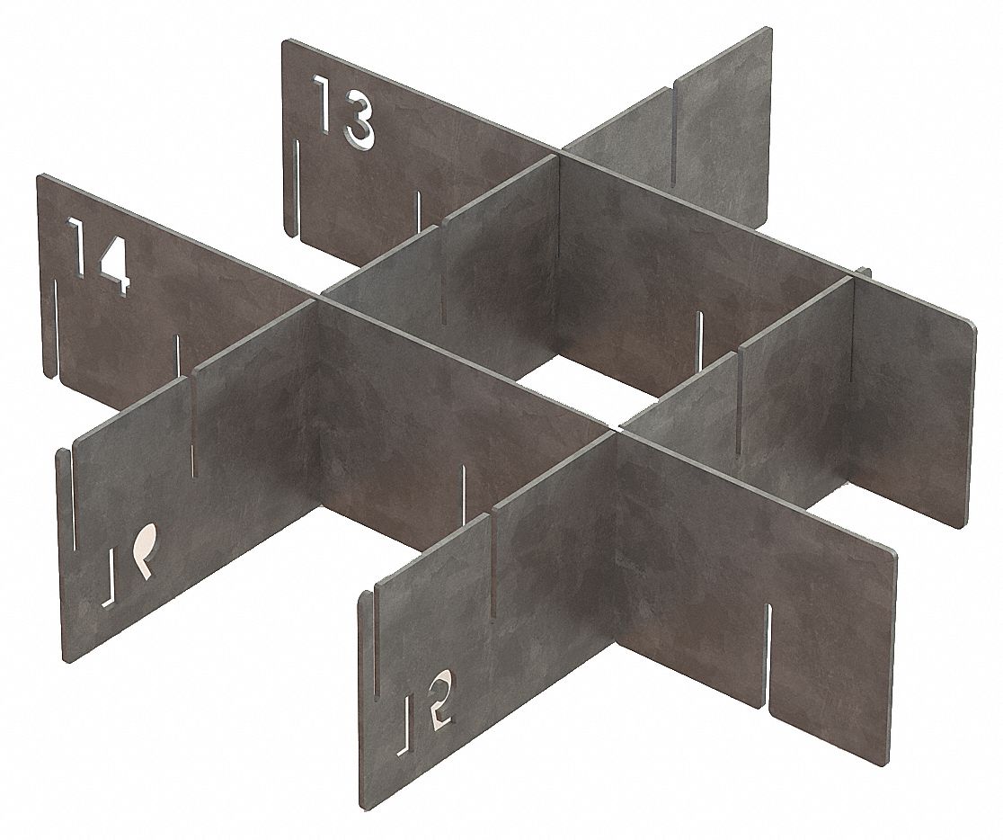 Silver, Drawer Divider Set, Galvanized Steel - Grainger