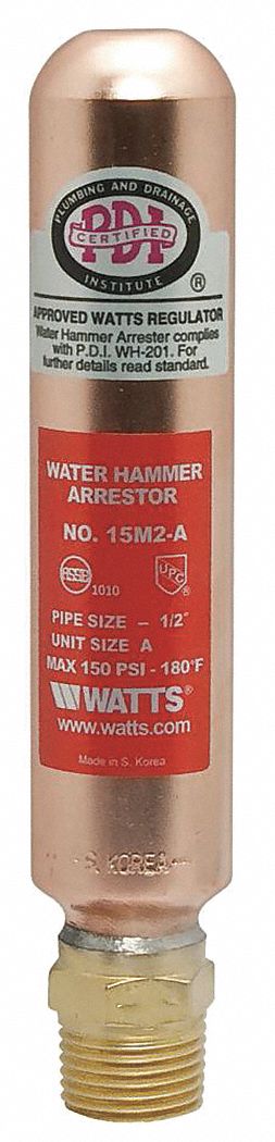 WATTS, 1/2 in Pipe Size, NPT, Water Hammer Arrestor - 26X569|LF15M2-A ...