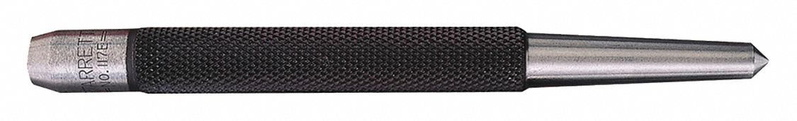 STARRETT Center Punch: 1/4 in Tip Size, Round, 7/16 in Shank Dia, 4 in ...