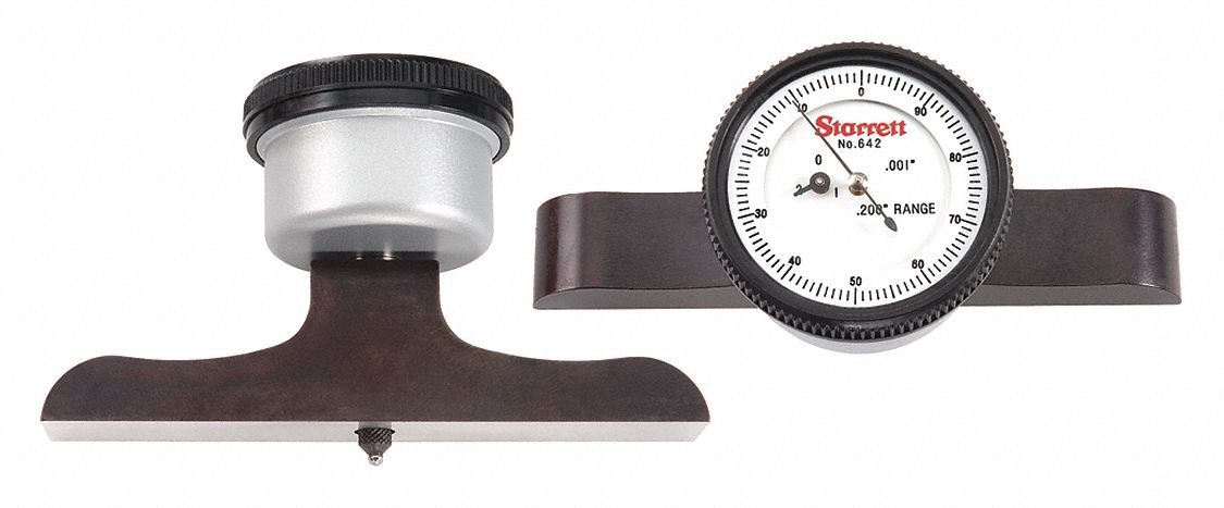 STARRETT, 0 in to 8.6 in, Interchangeable-Rod Dp Gauge, Dial Depth ...