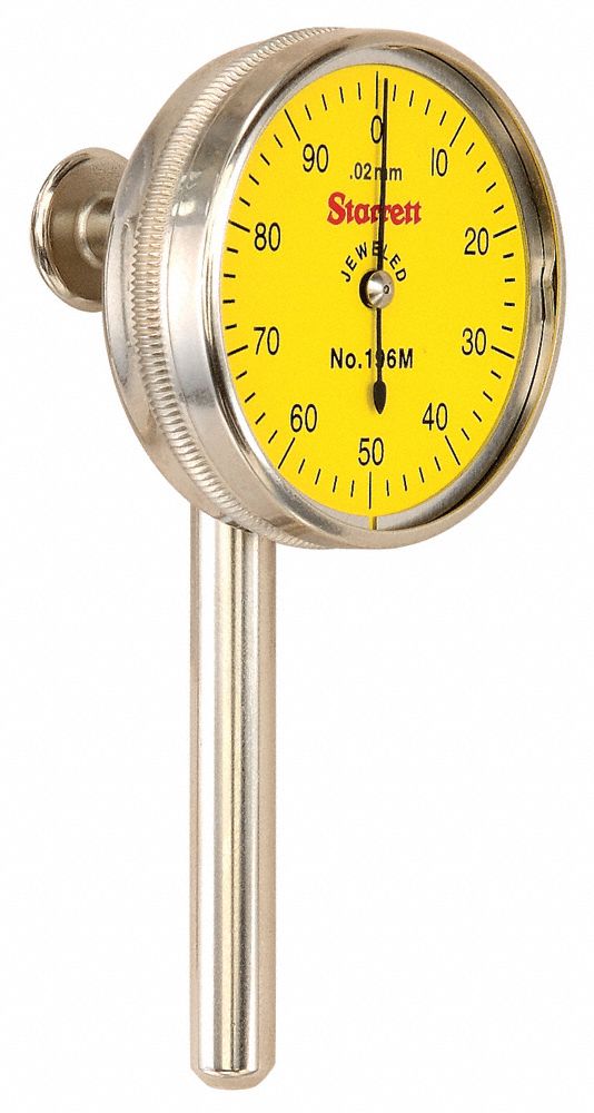 STARRETT Back Plunger Dial Indicator: 0 to 2.5 mm Range, Continuous ...