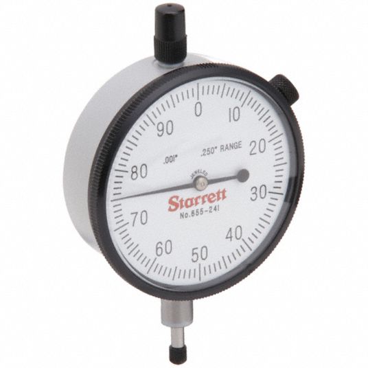 STARRETT, 0 in to 0.25 in Range, Continuous Reading, Dial Indicator - Lug Back - 26Z562|655-241J ...