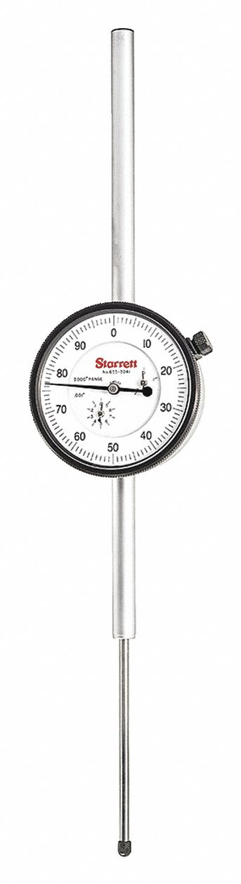 STARRETT, 0 in to 3 in, Inch, Dial Indicator - Lug Back - 26Z578|655-3041J - Grainger