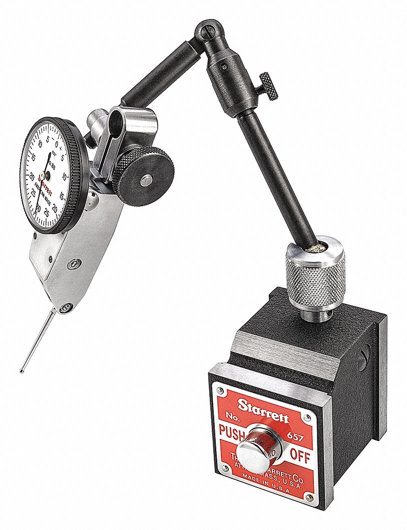 STARRETT, 0 in to 0.06 in, Horizontal, Dial Test Indicator & Mag Base ...