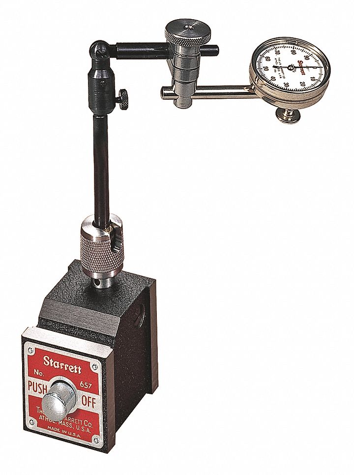STARRETT, 0 in to 0.2 in, Inch, Back Plunger Dial Indicator & Mag Base ...