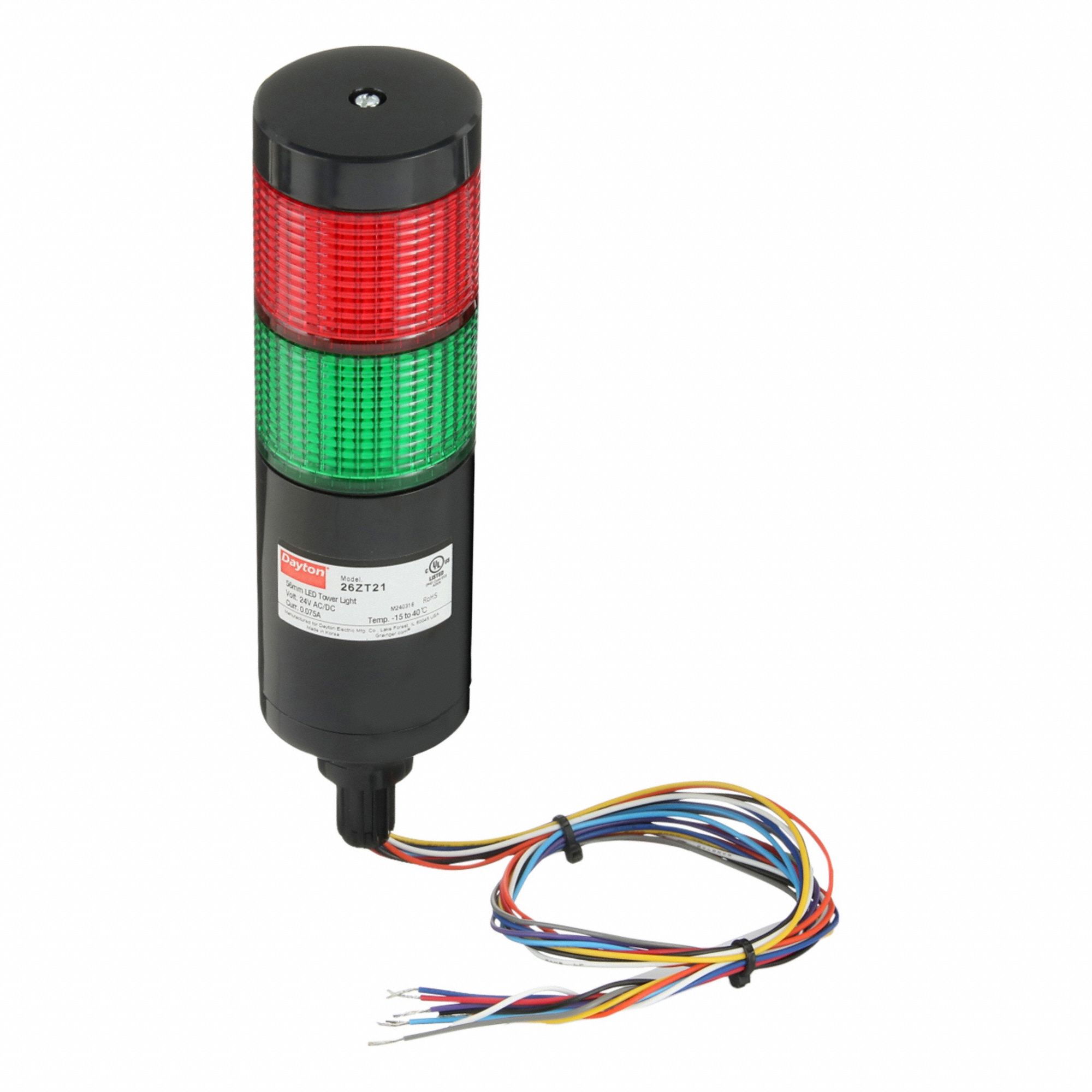 DAYTON, 2 Tier, Green/Red, Tower Light Assembly - 26ZT21|26ZT21 - Grainger