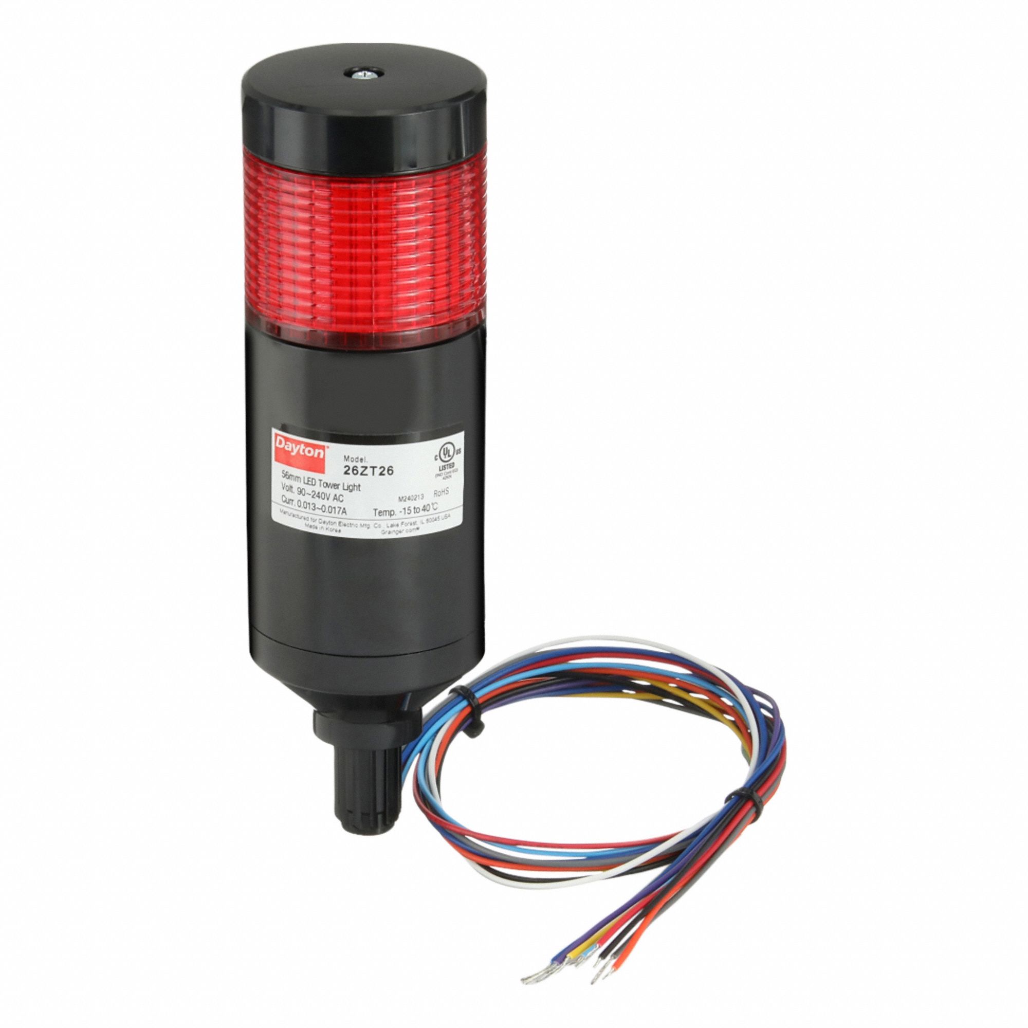 DAYTON, 1 Tier, Red, Tower Light Assembly - 26ZT26|26ZT26 - Grainger