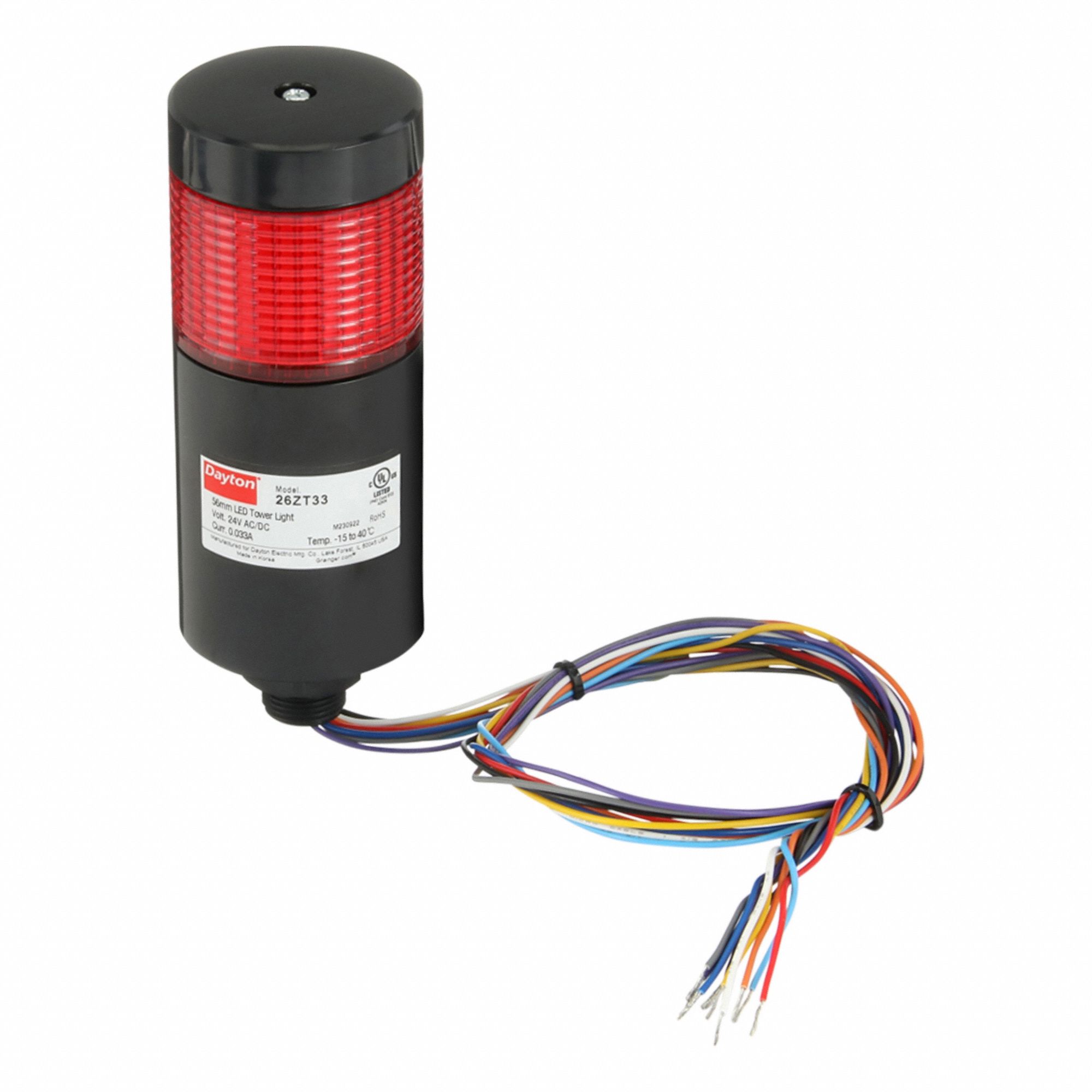 DAYTON, 1 Tier, Red, Tower Light Assembly - 26ZT33|26ZT33 - Grainger