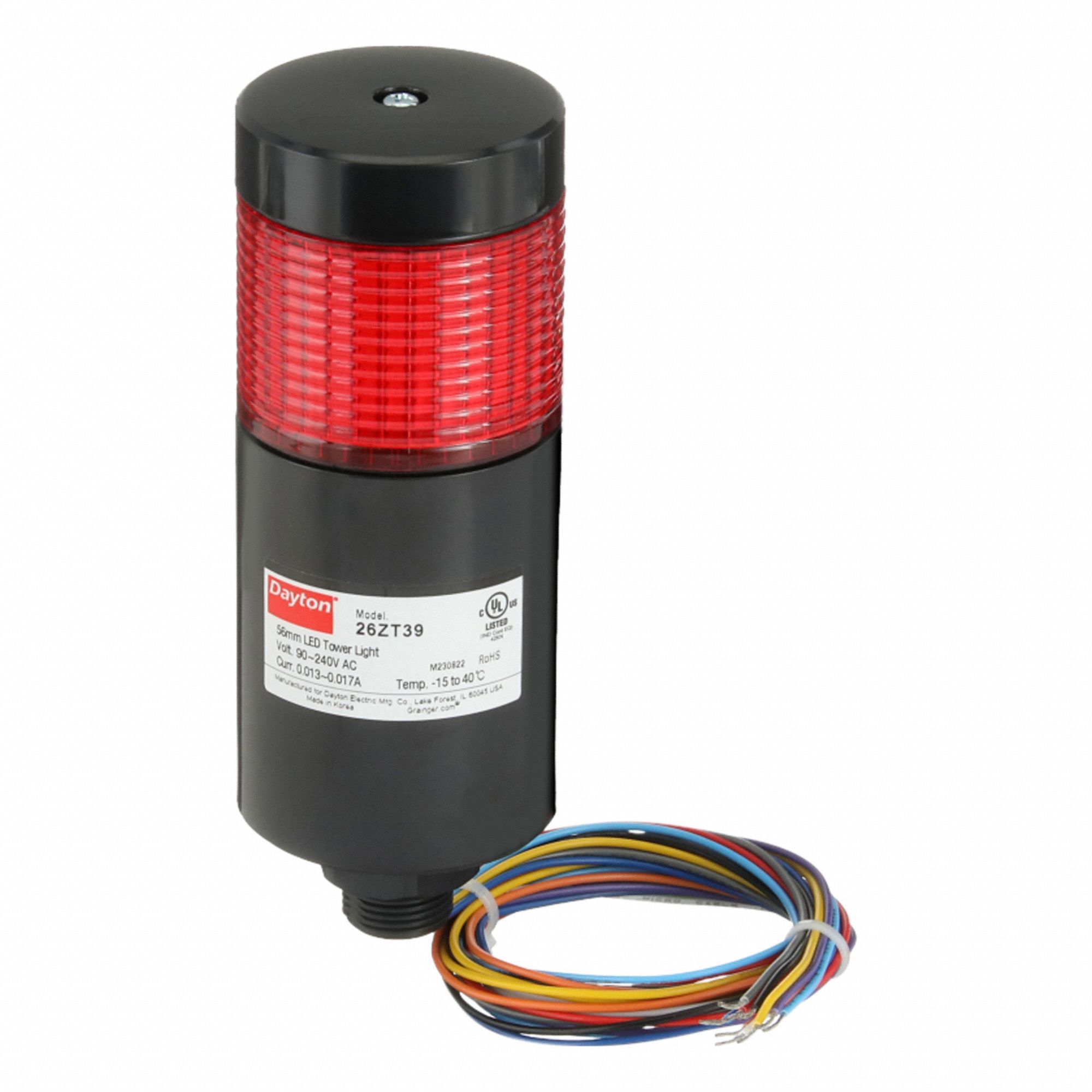 DAYTON, 1 Tier, Red, Tower Light Assembly - 26ZT39|26ZT39 - Grainger