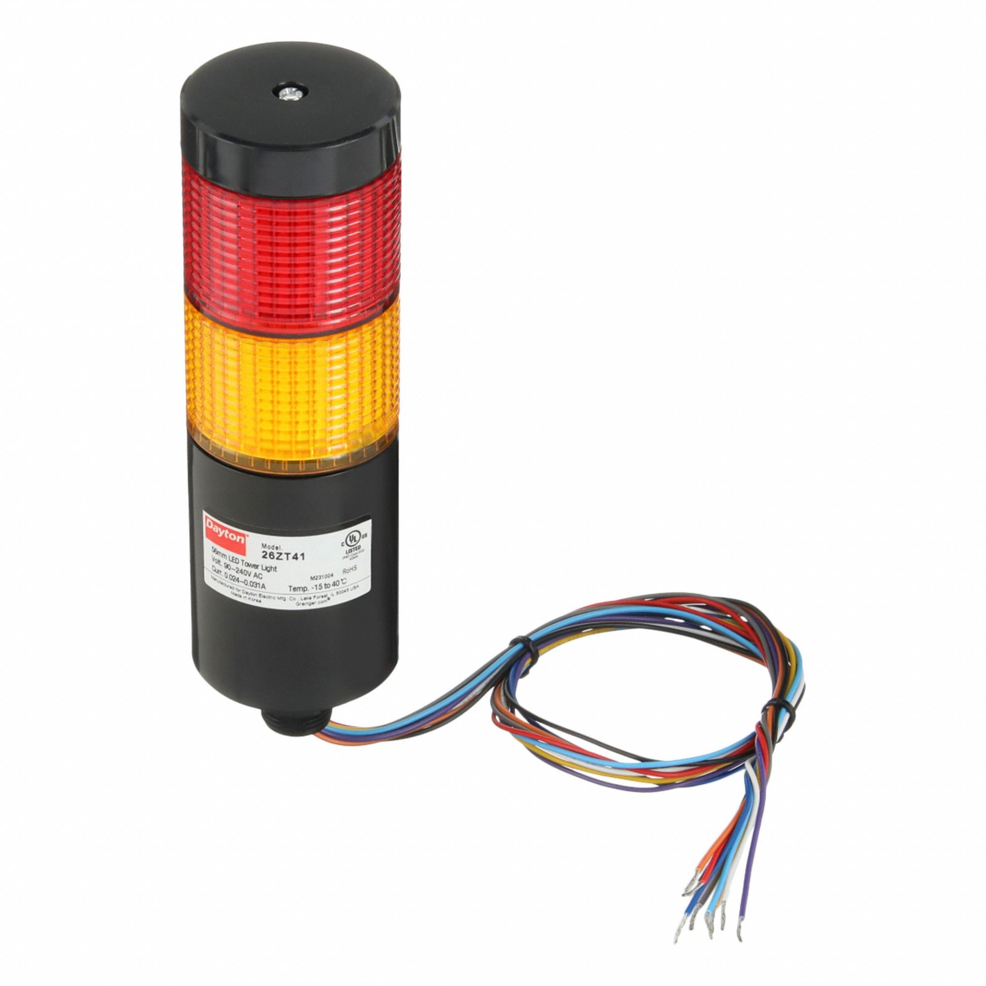 DAYTON, 2 Tier, Amber/Red, Tower Light Assembly - 26ZT41|26ZT41 - Grainger